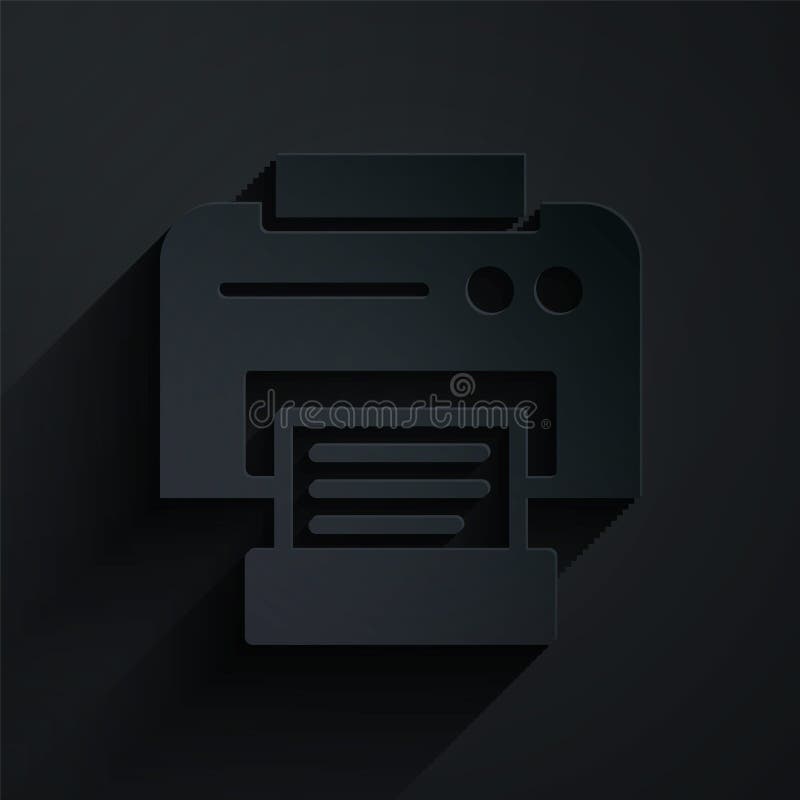 Paper Cut Printer Icon Isolated on Black Background. Paper Art Style ...