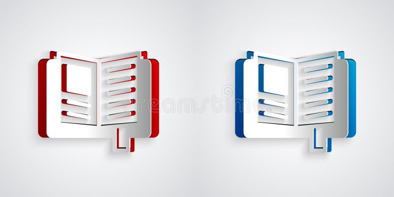 Paper Cut Reading Book Icon Isolated on Grey Background. Paper Art ...