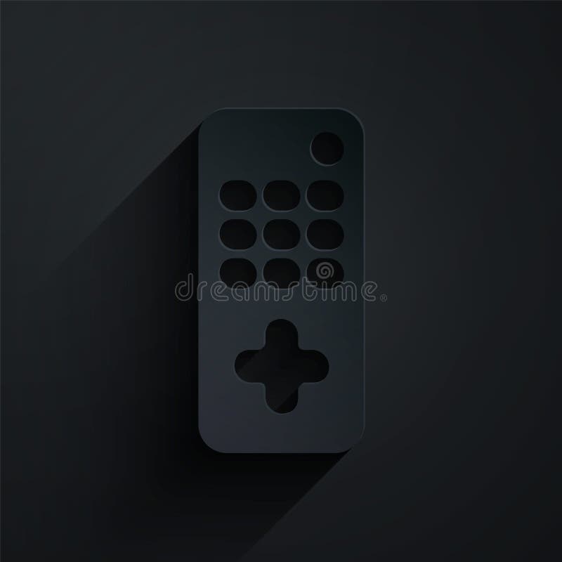 Paper Cut Remote Control Icon Isolated on Black Background. Paper Art ...