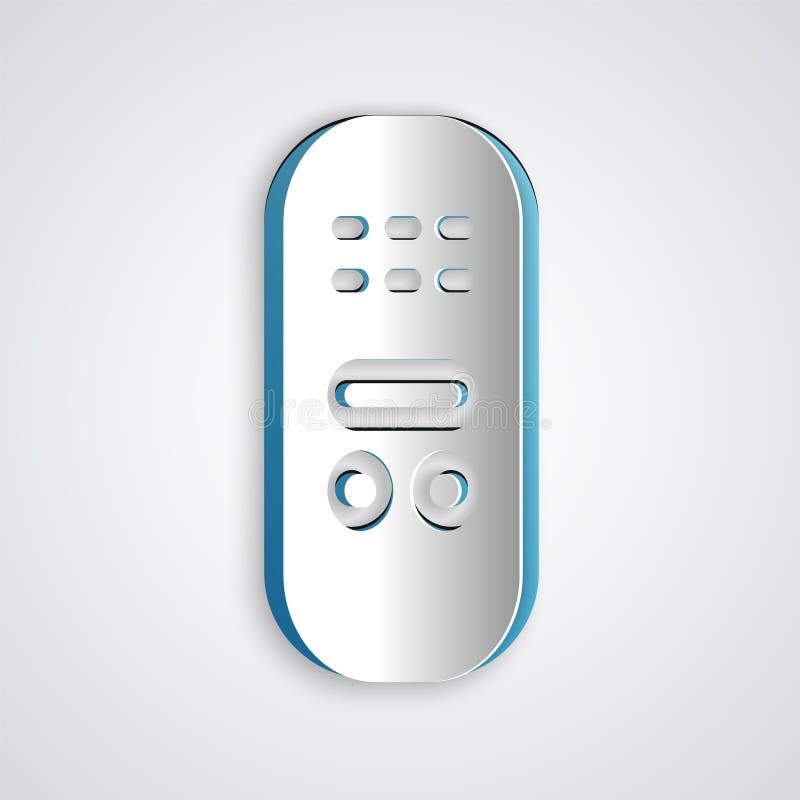 Paper Cut Remote Control Icon Isolated on Grey Background. Paper Art ...