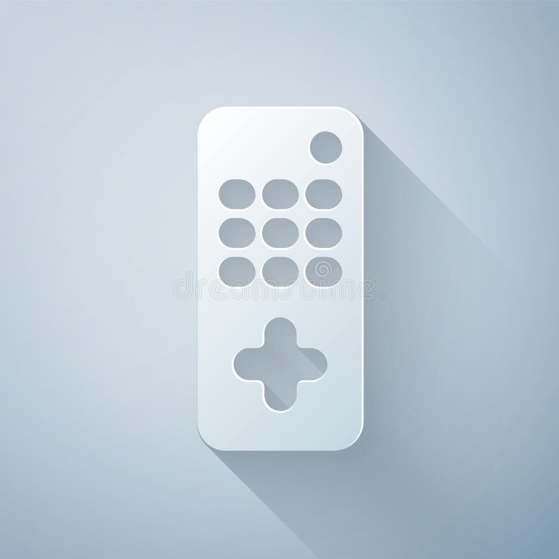 Paper Cut Remote Control Icon Isolated on Grey Background. Paper Art ...