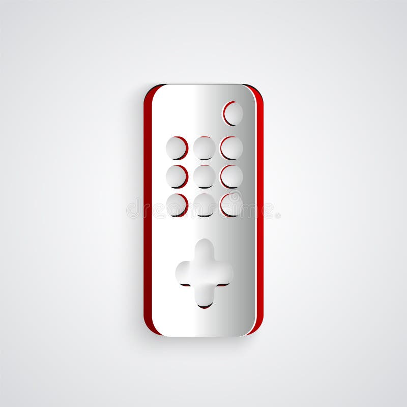 Paper Cut Remote Control Icon Isolated on Grey Background. Paper Art ...