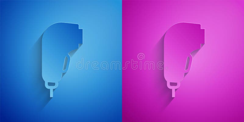 Paper Cut Scanner Scanning Bar Code Icon Isolated on Blue and Purple ...