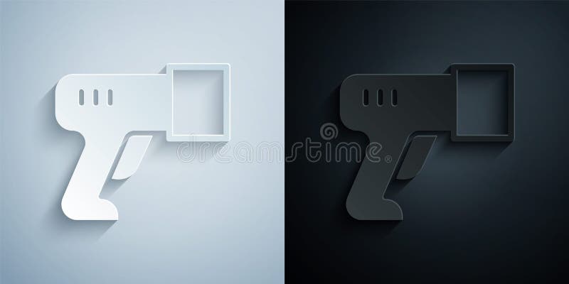 Paper Cut Scanner Scanning Bar Code Icon Isolated on Grey and Black ...