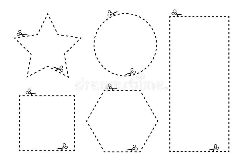 Paper Cut Set Scissors Cut Outline for Frame Print Design. Vector ...