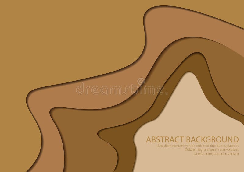 Paper Cut Shape Beige Color Abstract Line Wave. Design Graphic Vector ...