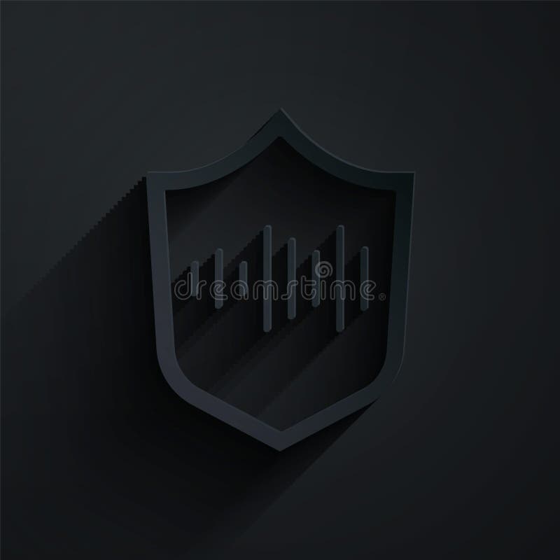 Paper Cut Shield Voice Recognition Icon Isolated on Black Background ...