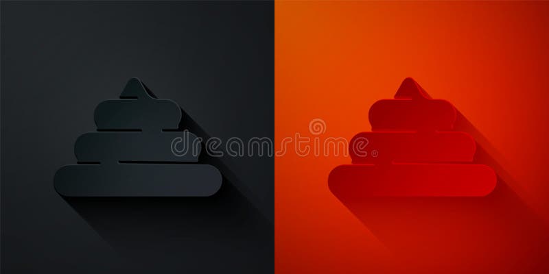 Paper Cut Shit Icon Isolated on Black and Red Background. Paper Art ...