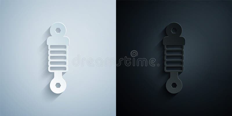 Paper Cut Shock Absorber Icon Isolated on Grey and Black Background ...