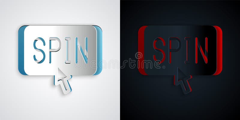 Paper Cut Slot Machine Spin Button Icon Isolated on Grey and Black ...