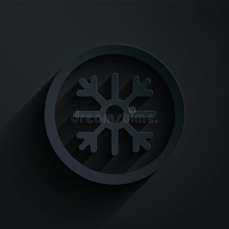 Paper Cut Snowflake Icon Isolated on Black Background. Paper Art Style ...