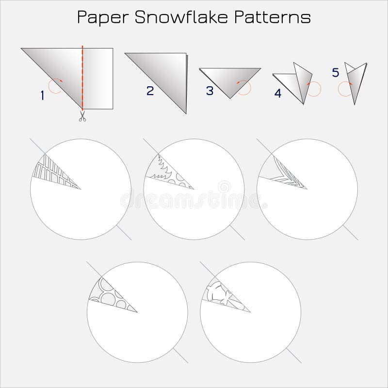 Paper Cut Snowflake Patterns. Step-by-step Instruction for Paper ...