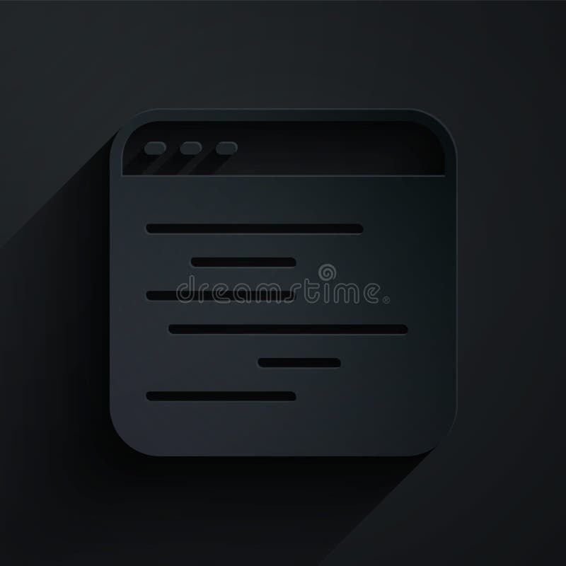 Paper Cut Software Web Developer Programming Code Icon Isolated On Black Background Javascript