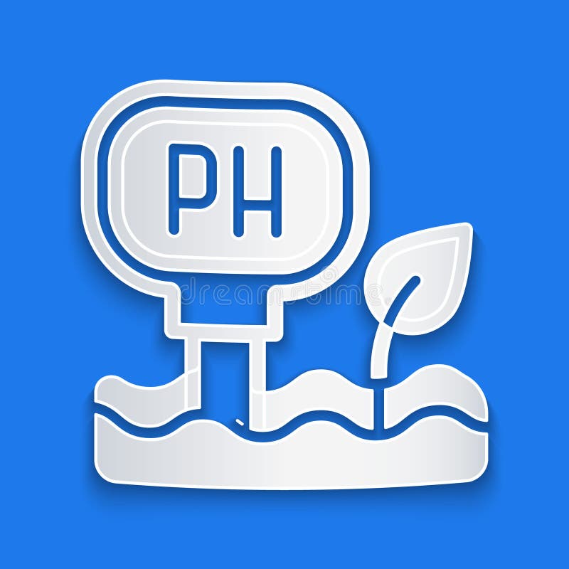 Paper Cut Soil Ph Testing Icon Isolated on Blue Background. PH Earth ...