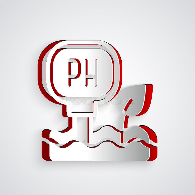 Paper Cut Soil Ph Testing Icon Isolated on Grey Background. PH Earth ...