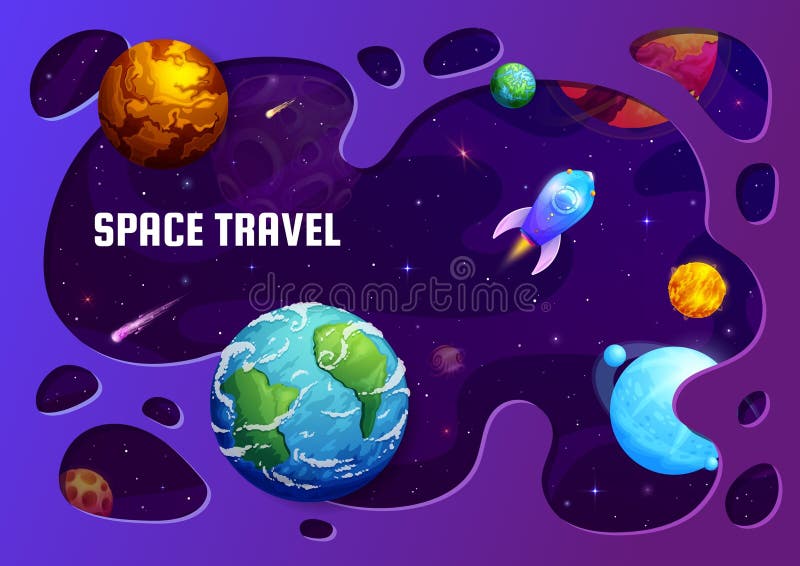 Paper Cut Space Landscape with Planets and Rocket Stock Vector ... Paper Cut Space Landscape with Planets and Rocket Stock Vector ...