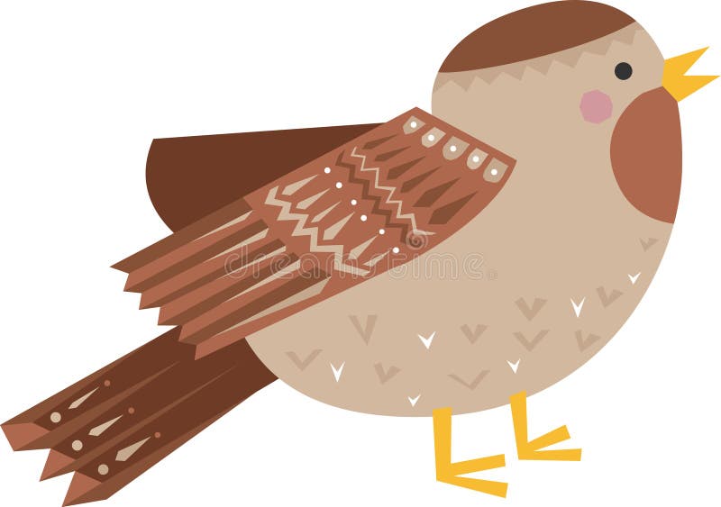 Paper Cut Sparrow Bird with Ornament Stock Vector - Illustration of ...