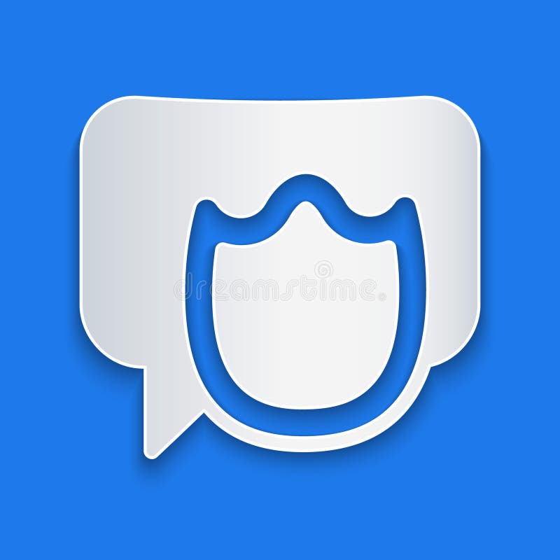 Paper Cut Speech Bubble Chat Icon Isolated on Blue Background. Message ...