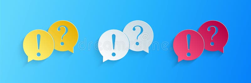 Paper Cut Speech Bubbles with Question and Exclamation Marks Icon ...