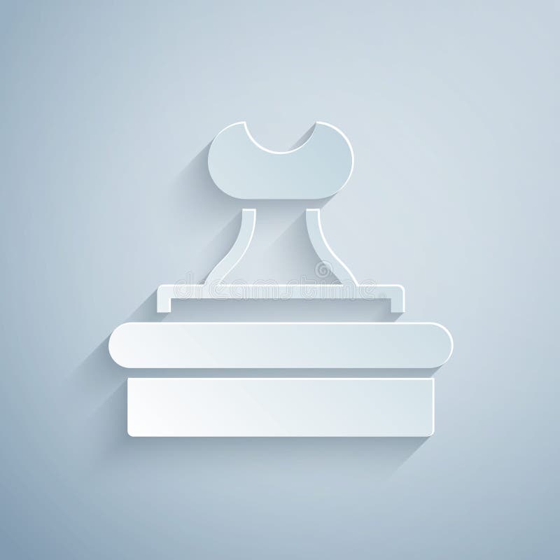 Paper Cut Stamp Icon Isolated on Grey Background. Paper Art Style Stock ...