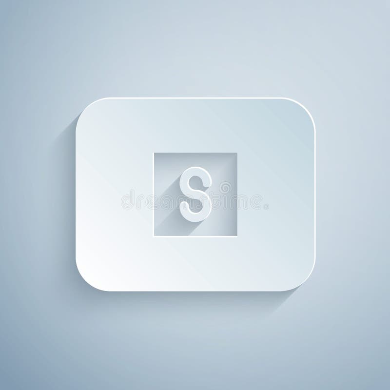 Paper Cut Stop Media Button Icon Isolated on Grey Background. Paper Art ...