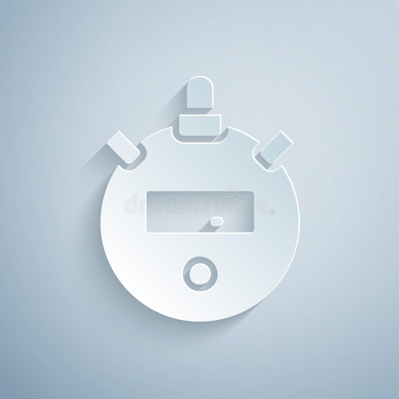 Paper Cut Stopwatch Icon Isolated on Grey Background. Time Timer Sign ...
