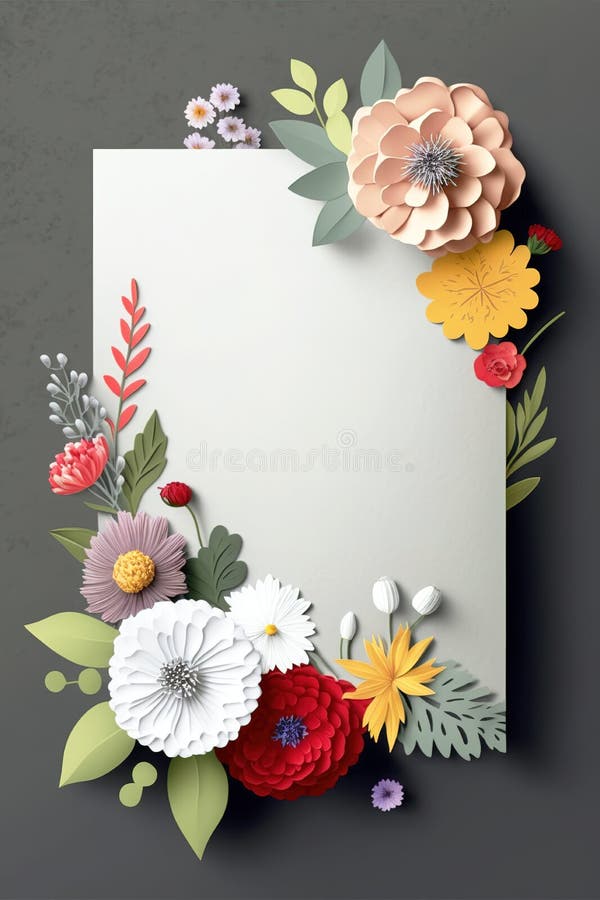 Paper Cut Style Floral Banner with Copy Space in the Middle for Text ...