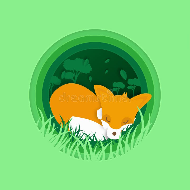 Paper cut style fox design stock vector. Illustration of element ...