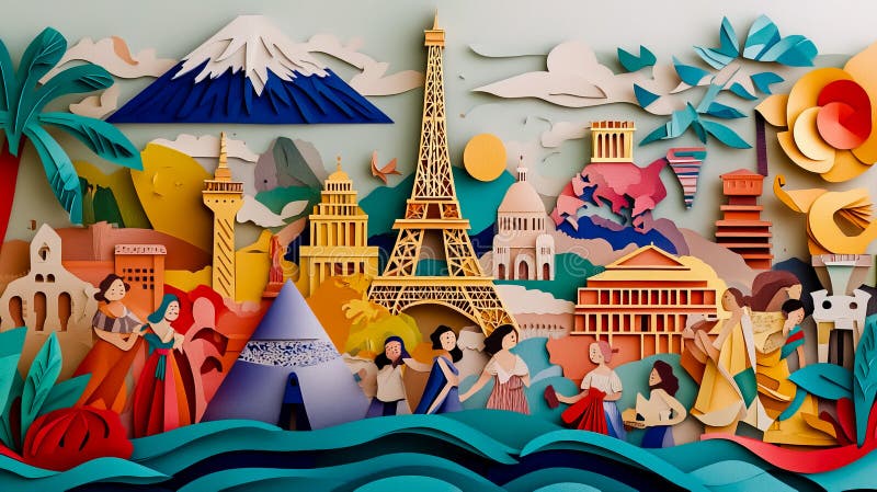 Paper-cut Style Illustration Showcasing Various Situations Across ...