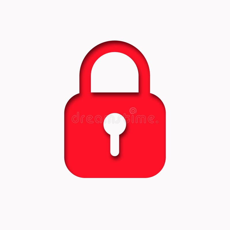 Paper Cut Style Padlock Icon with Shadow. Lock Icon for Website ...