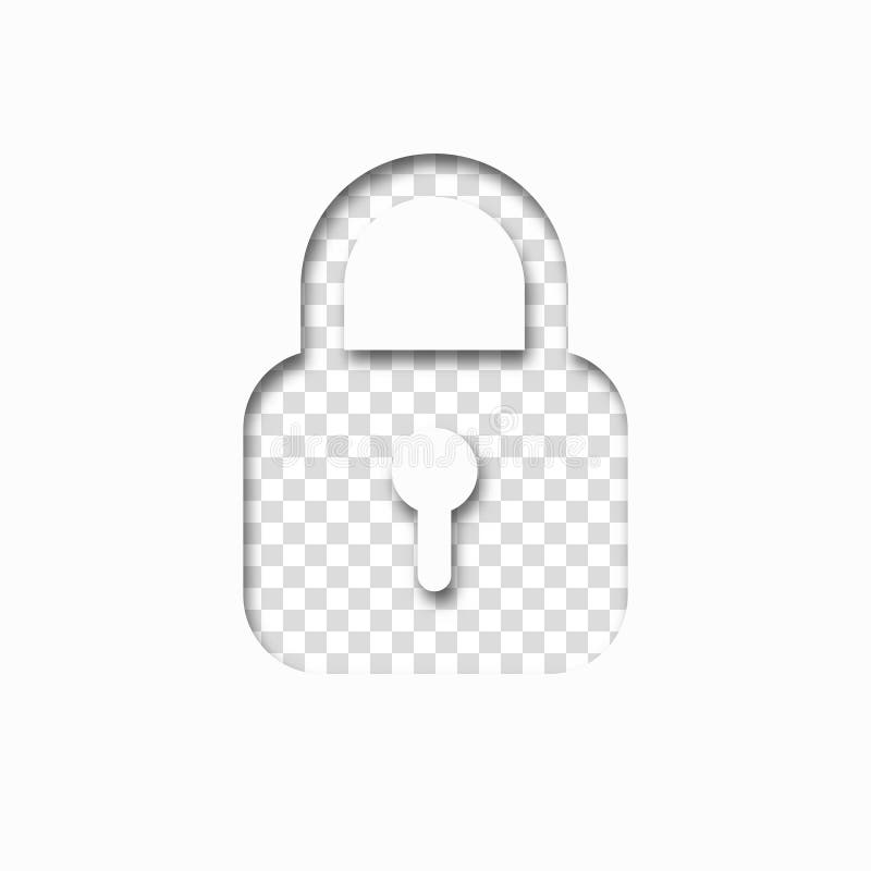 Paper Cut Style Padlock Icon with Shadow on Transparent Background ...