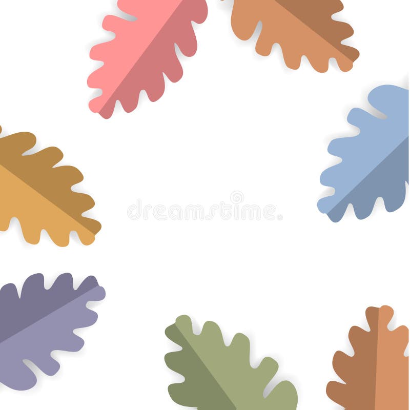 Paper Cut Style Pastel Colored Oak Tree Leaves Square Background Stock ...