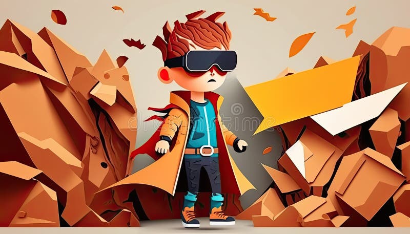 Paper Cut Style Poster for Metaverse Virtual Reality Concept ...