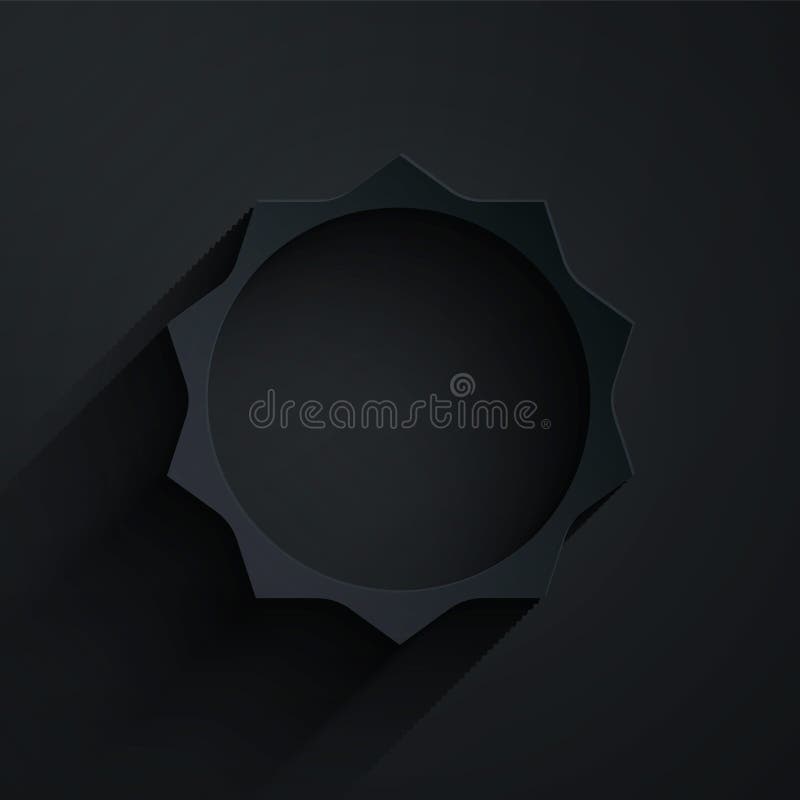 Paper Cut Sun Icon Isolated on Black Background. Paper Art Style Stock ...