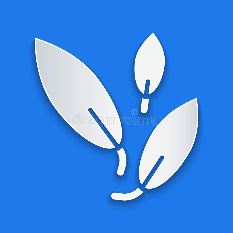 Paper Cut Tea Leaf Icon Isolated on Blue Background. Tea Leaves. Paper ...