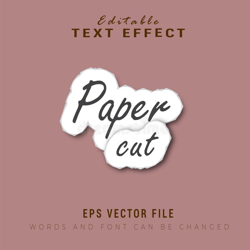 Paper Cut Editable Vector Text Effect Simple Effect Stock Vector ...