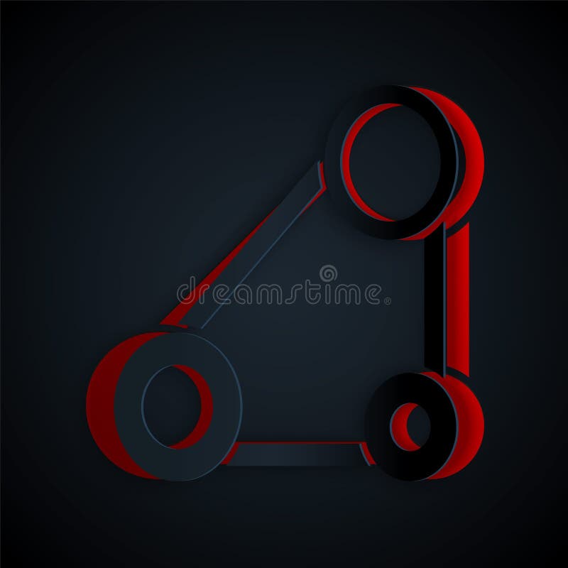 Paper Cut Timing Belt Kit Icon Isolated on Black Background. Paper Art ...