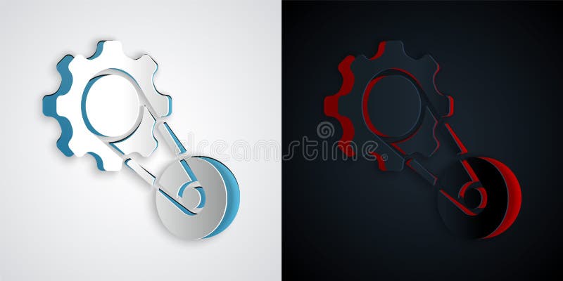 Paper Cut Timing Belt Kit Icon Isolated on Grey and Black Background ...