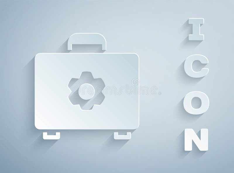 Paper Cut Toolbox Icon Isolated on Grey Background. Tool Box Sign ...