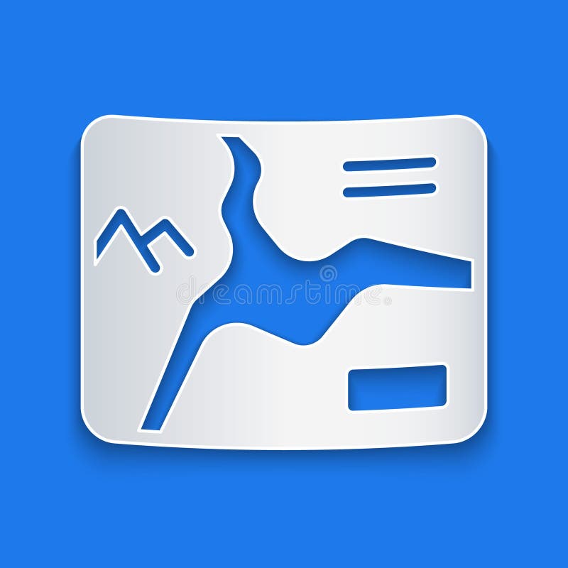 Paper Cut Topographic Map with Route and Coordinates Icon Isolated on ...