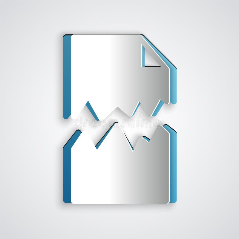 Paper Cut Torn Document Icon Isolated on Grey Background. Paper Art ...