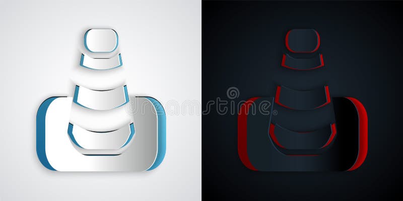 Paper Cut Traffic Cone Icon Isolated on Grey and Black Background ...
