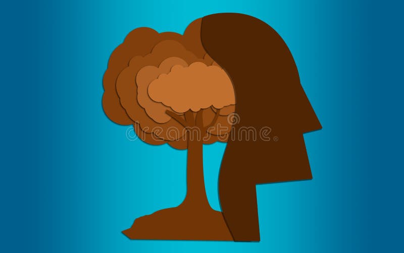 Paper Cut of Tree with Human Head Stock Illustration - Illustration of ...