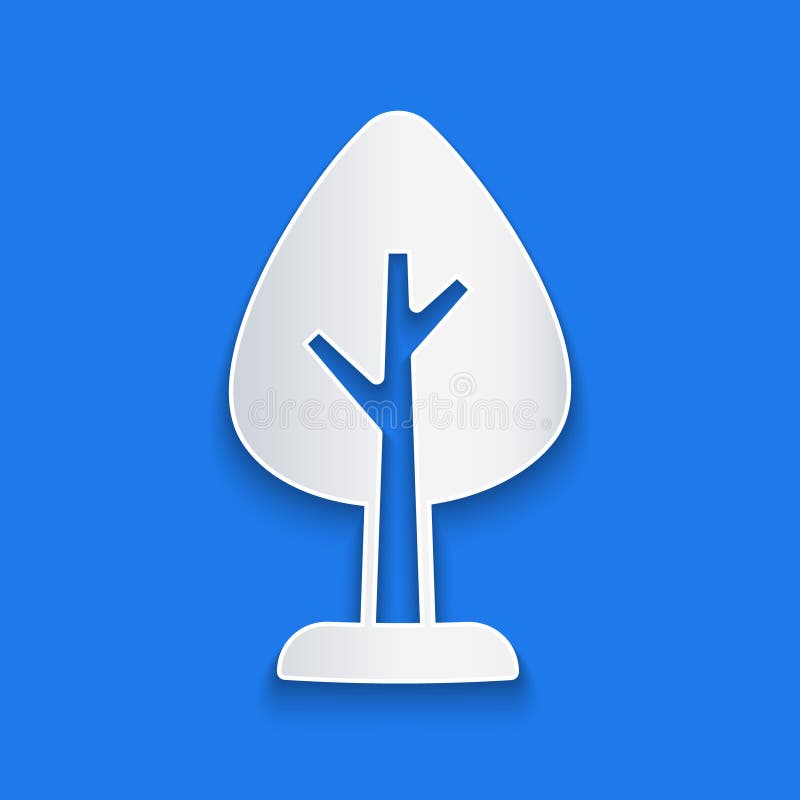 Paper Cut Tree Icon Isolated on Blue Background. Forest Symbol. Paper ...