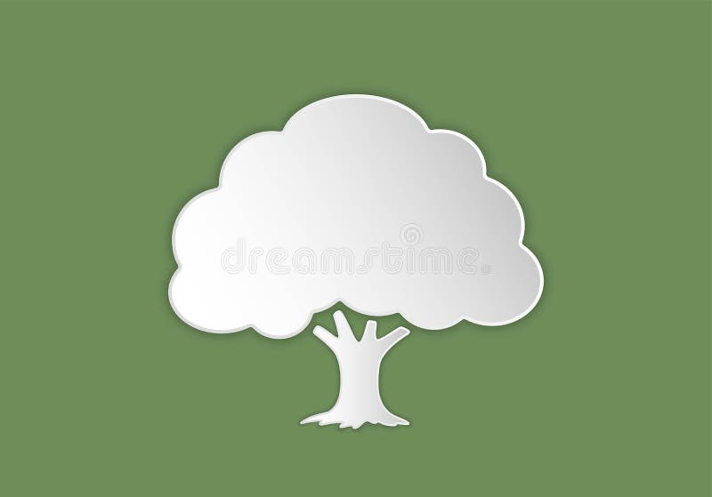 Paper Cut Tree. Nature Design Element. Oak in Craft Paper Style Stock ...