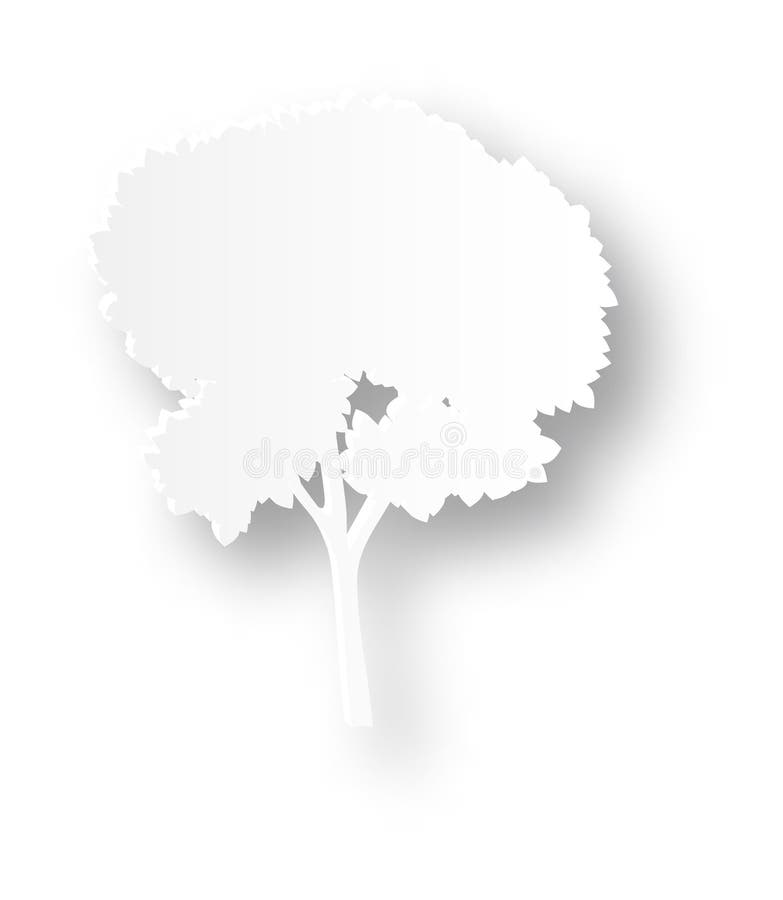 Paper Cut Tree. White Realistic Plant Silhouette Stock Vector ...