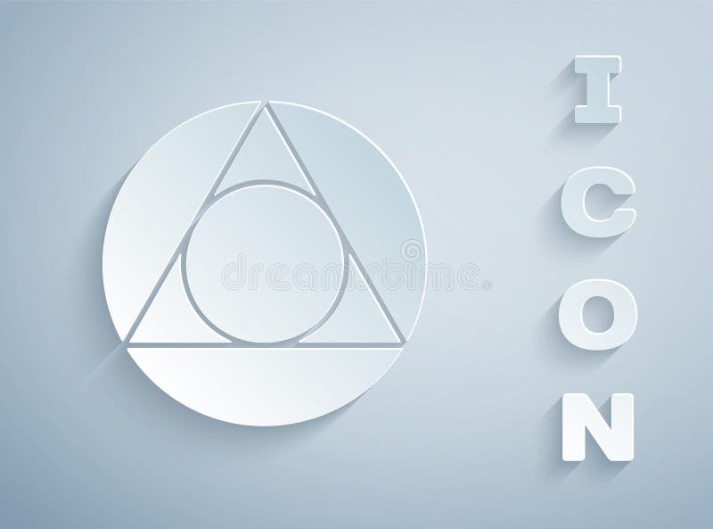 Paper Cut Triangle Math Icon Isolated on Grey Background. Paper Art ...