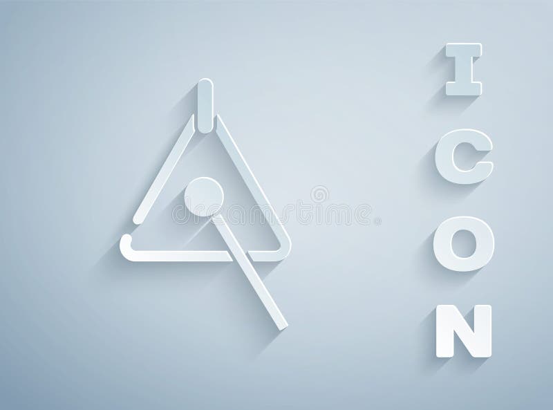 Paper Cut Triangle Musical Instrument Icon Isolated on Grey Background ...