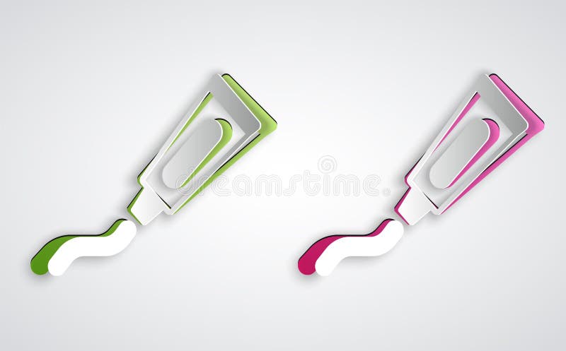 Paper Cut Tube of Toothpaste Icon Isolated on Grey Background. Paper ...