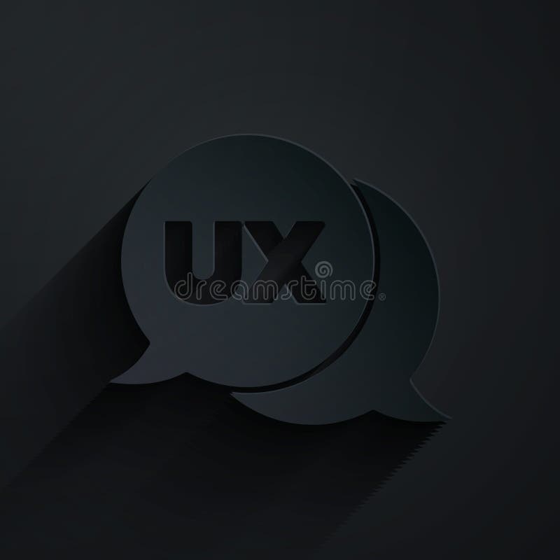 Paper Cut UI or UX Design Icon Isolated on Black Background. Paper Art ...